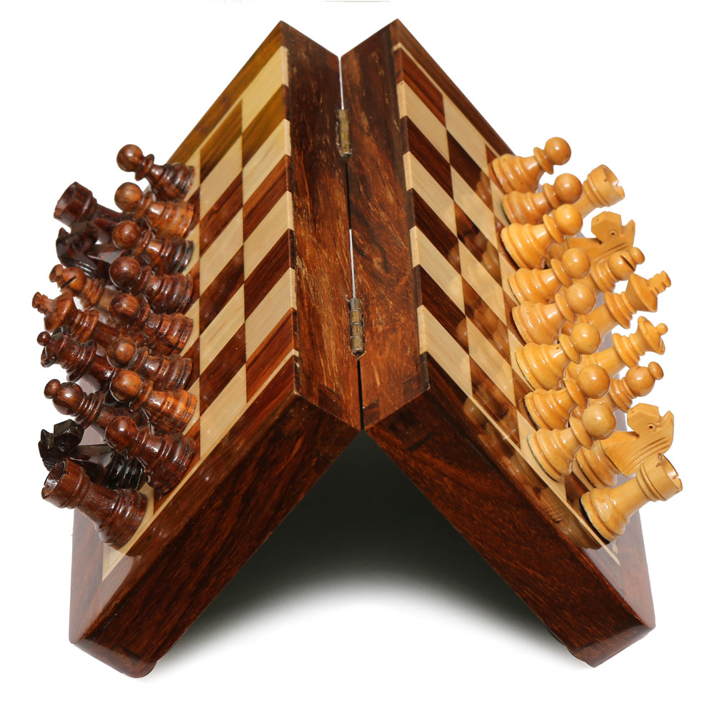 Lion Chess - 7" Sheesham Magnetic Chess Set Magnetic